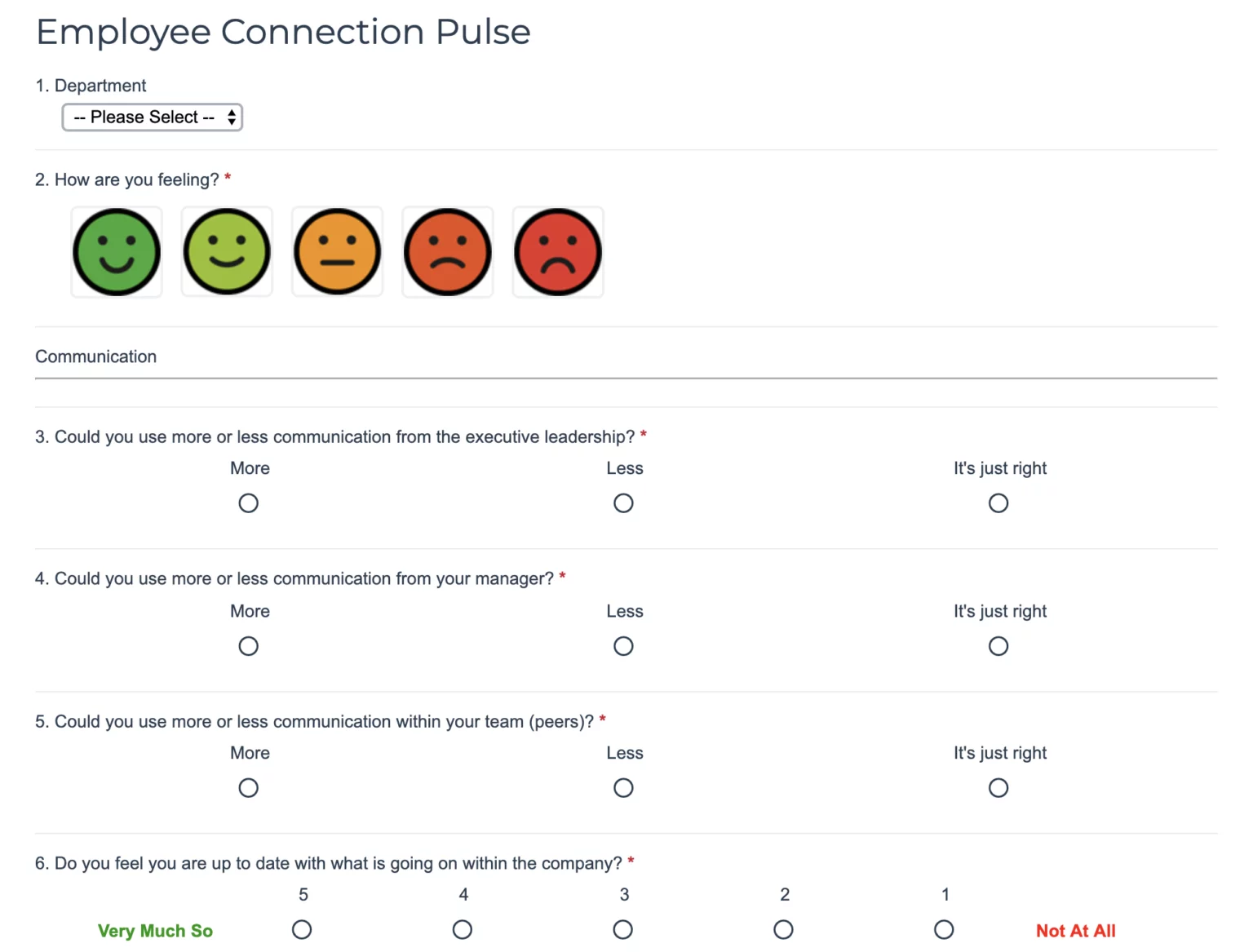 Free Employee Connection Pulse Survey Template