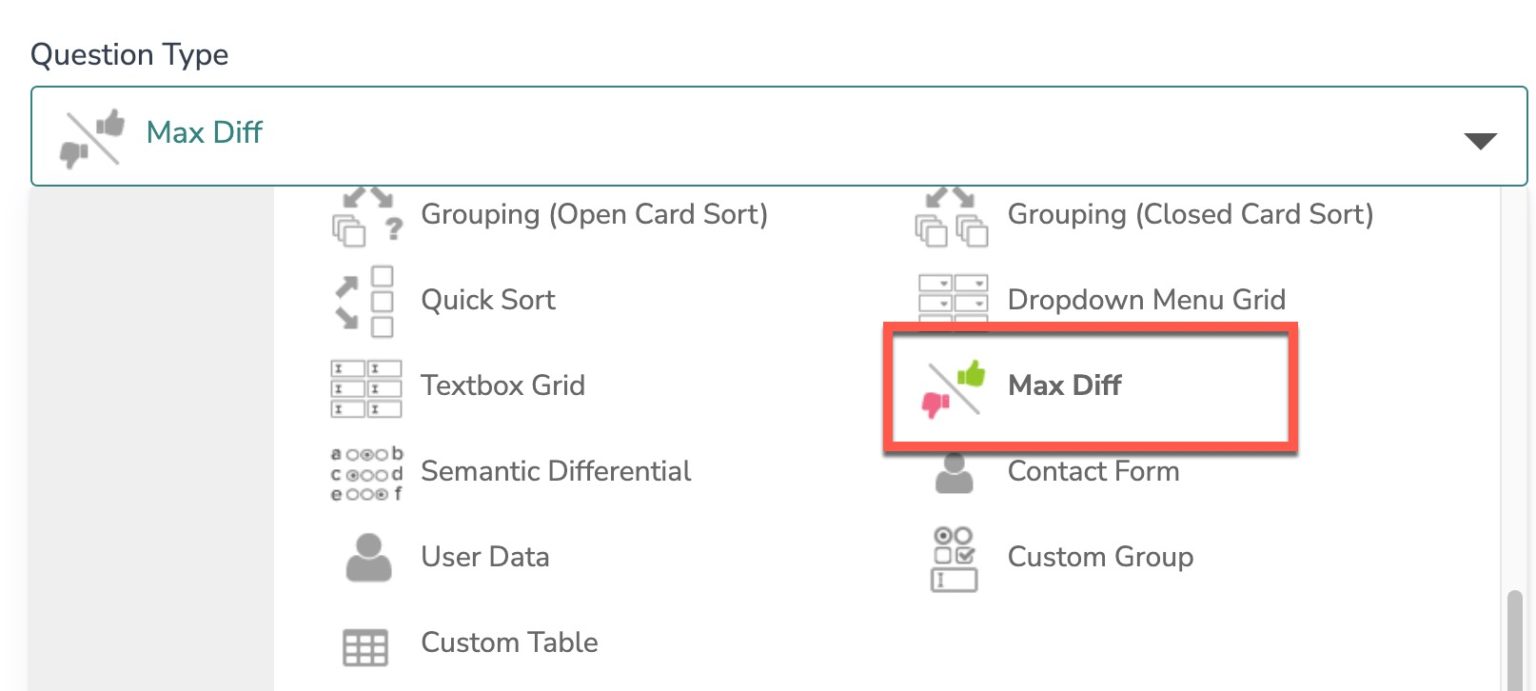 Making Analytical Comparisons: Max Diff - Alchemer